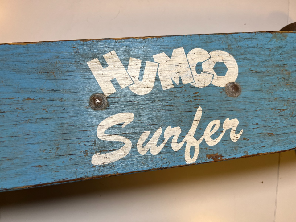 RARE 1960s HUMCO Surfer Skateboard Wood Wooden Metal Wheels San Diego ...