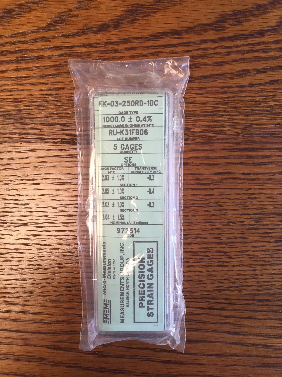 Vishay Micro Measurements Strain Gage EK-03-250RD-10C 5 pack Option SE ...