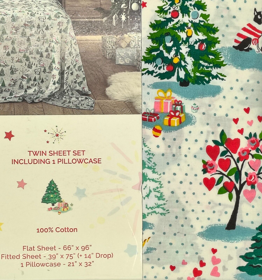 Cath Kidston UK London SHINE BRIGHT CREAM Twin Sheet Set Christmas ...