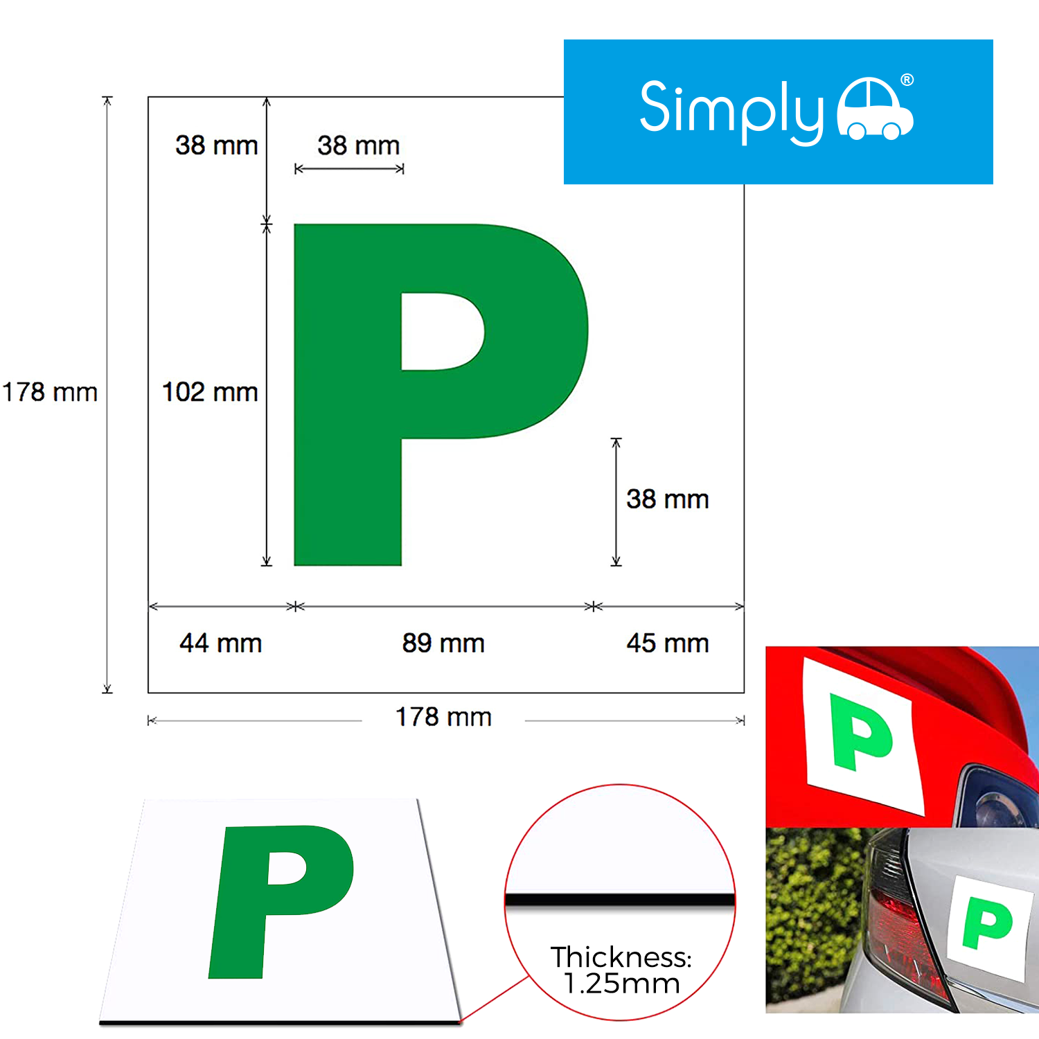 2xSimply Fully Magnetic P Plates Strong Car Learner New Driver Just ...