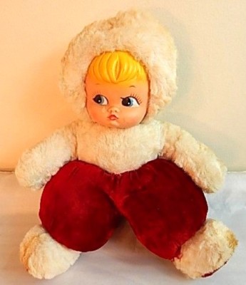 Vintage Plush Winter Kewpie Stuffed Toy Rubber Face Crying Sad Pout ...