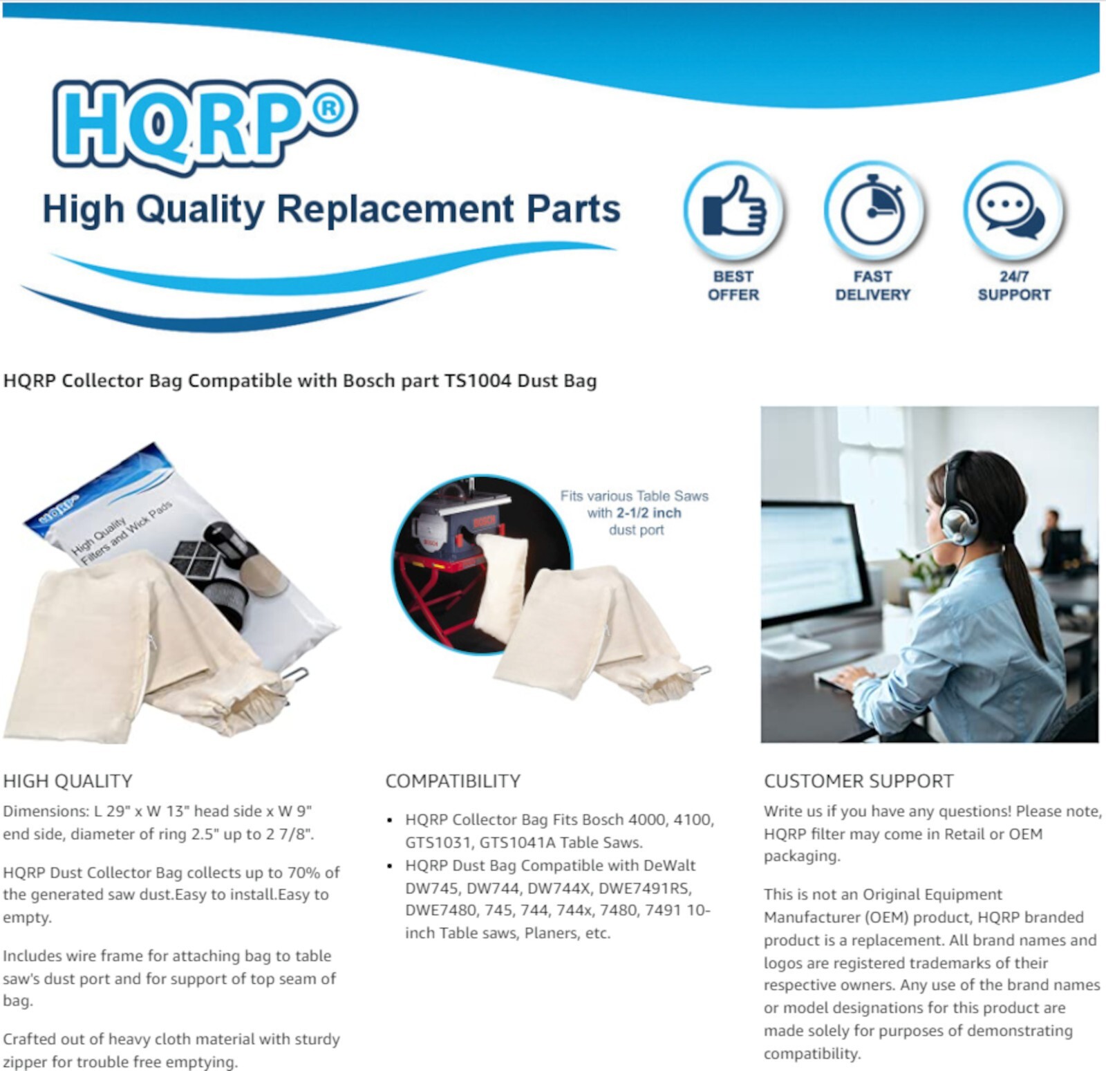 3-Pack Table Saw Dust Collector Bag for Bosch 4000 4100 GTS1031 ...