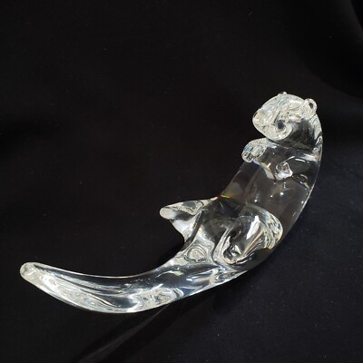Steuben glass Sea Otter on its Back by James Houston etched Steuben ...