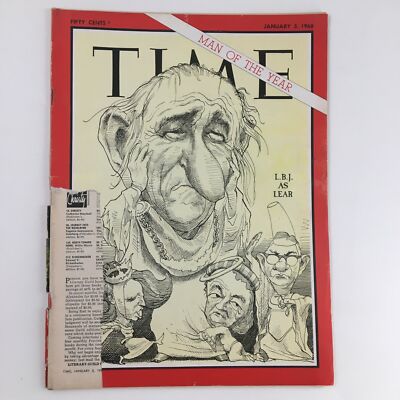 Time Magazine January 5 1968 Vol. 91 No. 1 Lyndon B. Johnson as a Lear ...