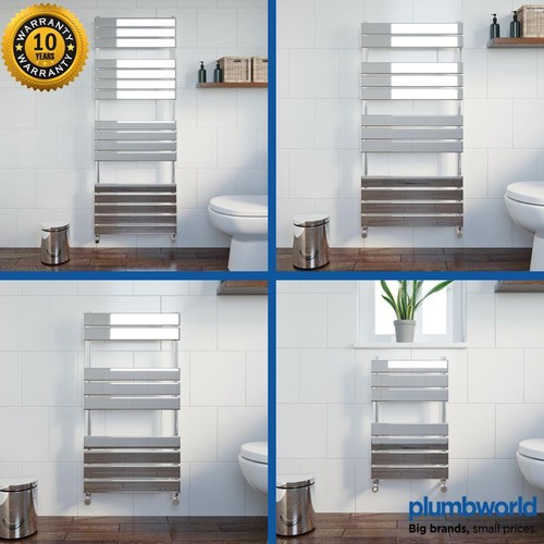 Flat Panel Heated Towel Rail Radiator Rack Chrome Designer Bathroom Rad ...