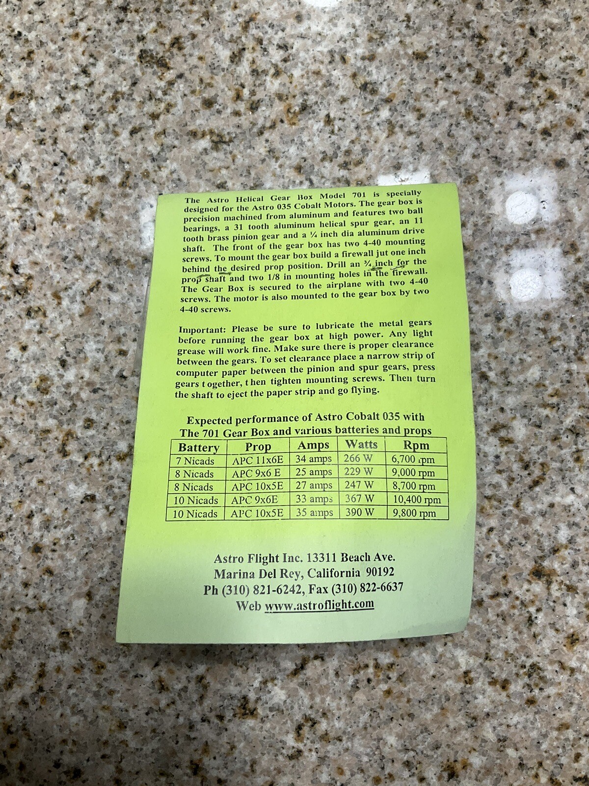 Vintage Astro Flight 701 Helical Gear Box 2.38-1 Ratio RC Car Boat ...