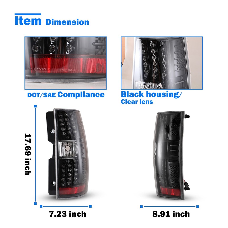 LED Taillights Rear Lamps Clear Lens Pair for Chevrolet Suburban 1500 ...