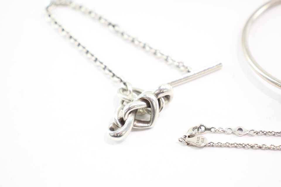 Pandora Sterling Silver Bracelets Bangle T-Bar Infinity Stone Set Ball ...