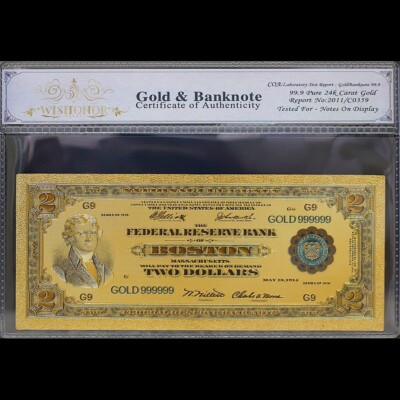 Gold 1918 $2 Two Dollars Banknote Collectible with Bag & Certificate | eBay