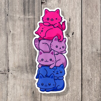 Bisexual LGBT Pride Cat Sticker Laptop Sticker Water Bottle Sticker ...
