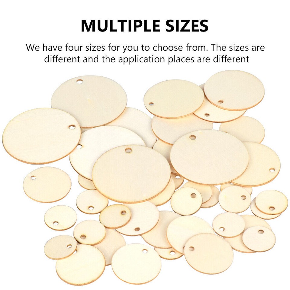 50/100x 20/30/40/50mm Unfinished Round Tags Wood Gift Slices Wooden ...