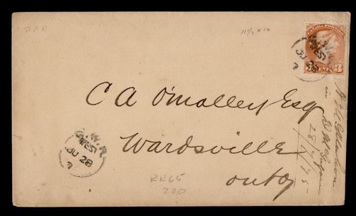 DR WHO 1870S CANADA GWR WEST TPO? TO WARDSVILLE ONT m02504 | eBay
