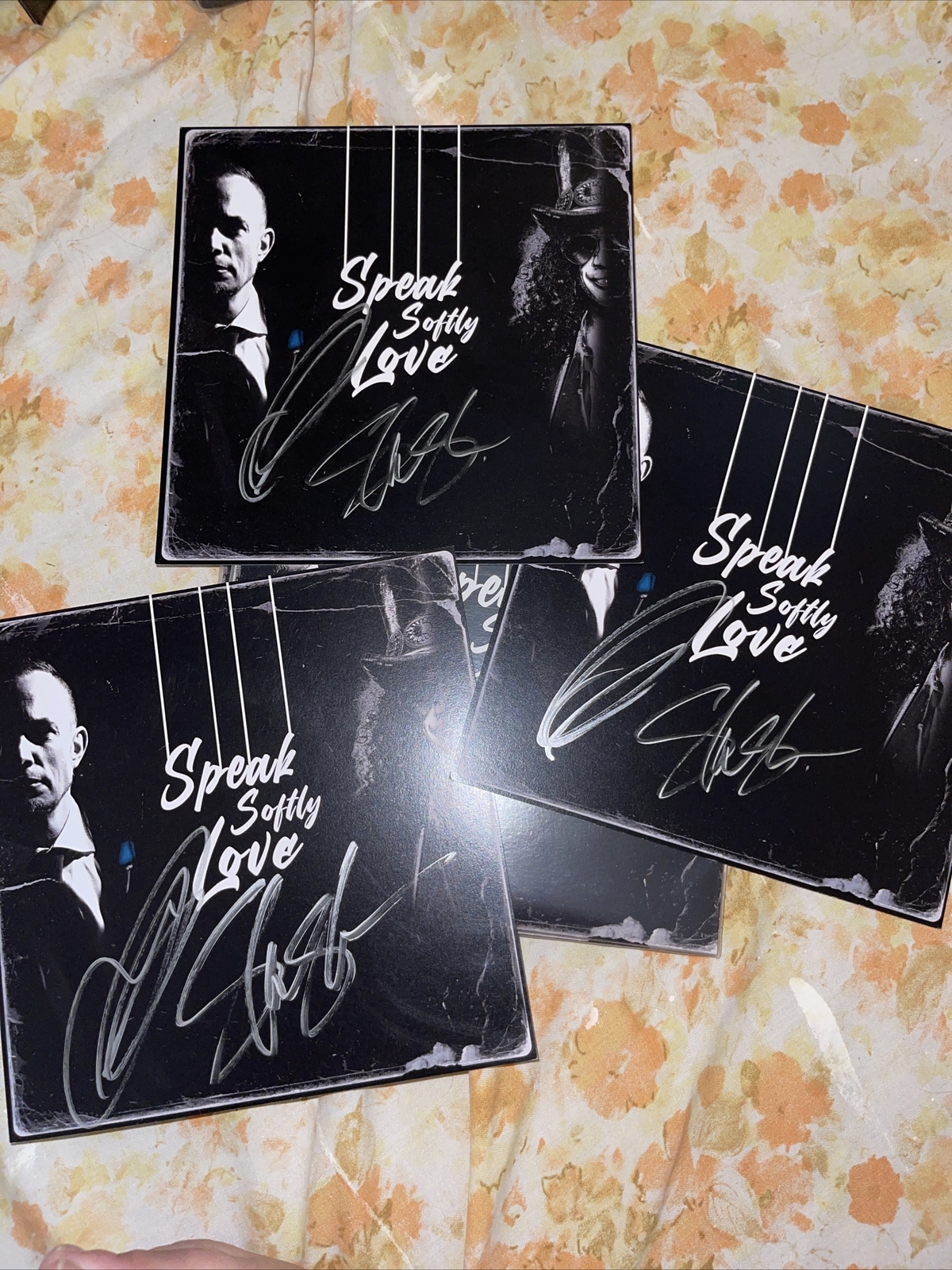 AUTOGRAPHED SIGNED Slash Mark Tremonti Speak Softly Love 7" Vinyl LP IN ...