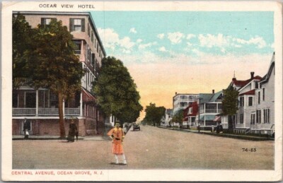 1916 Ocean Grove, New Jersey Postcard "OCEAN VIEW HOTEL" Central Avenue ...