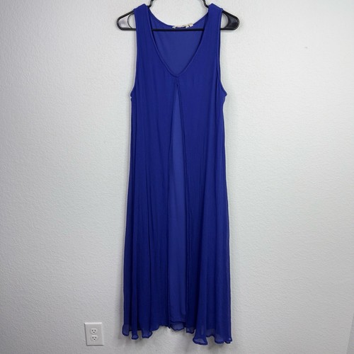 Soft Surroundings Dress Women 1X Blue Sleeveless Chiffon Flowy Layered ...