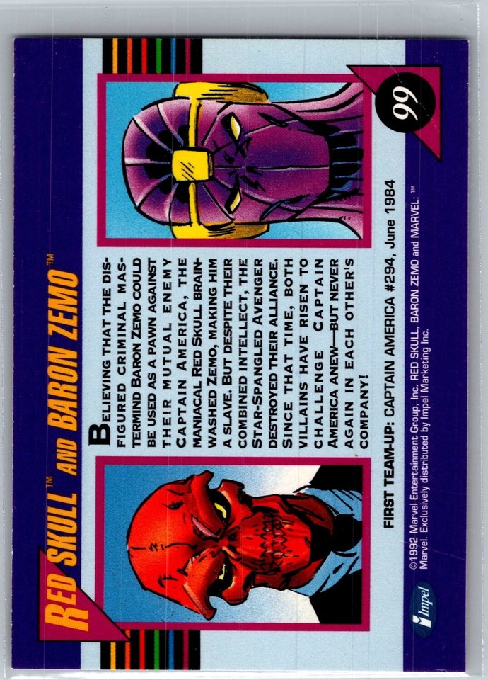 RED SKULL & BARON ZEMO / 1992 Marvel Universe Series 3 (Impel) BASE ...