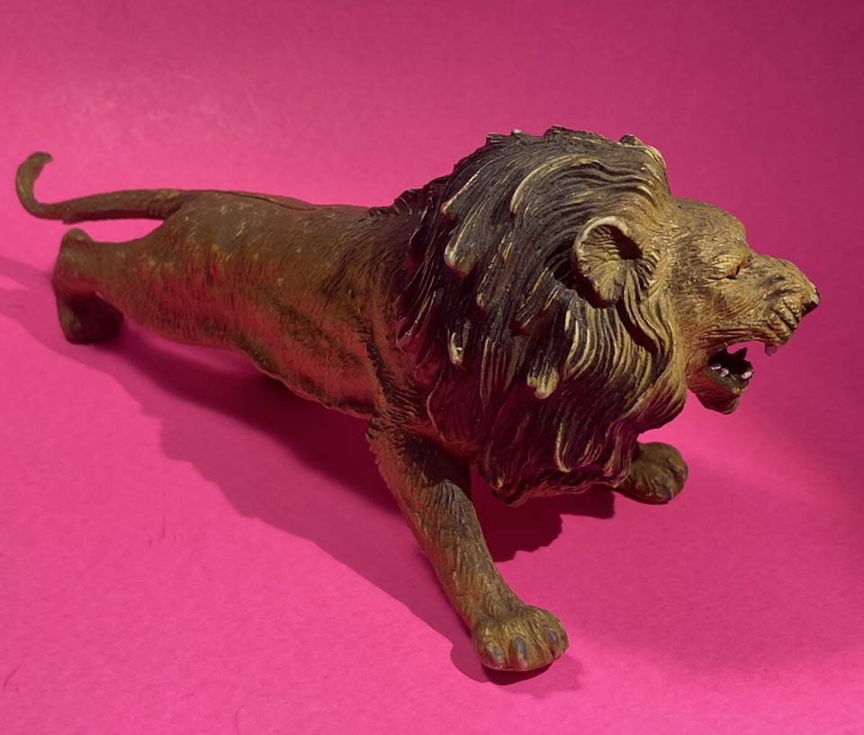 Vintage 9” LION Toy PVC Rubber Figure Animal Distressed Retro Classic ...