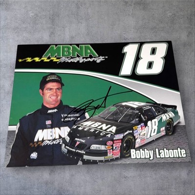 Bobby Labonte signed HERO CARD photo 1999 NBS MBNA JGR PONTIAC GRAND ...