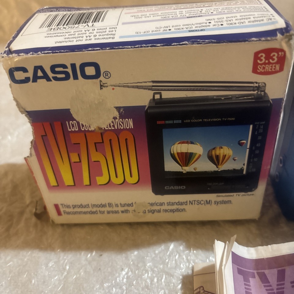 Casio TV-7500 Portable Color LCD TV w/ Box | Vintage Mini Television | eBay