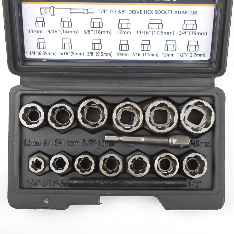 15 Pcs Nut & Bolt Extractor Kit, of Bolt Removal Tool Set, Extractor ...
