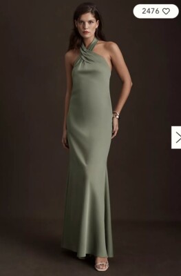 BHLDN Ruby Twist Halter Satin Gown-Size 6 | eBay