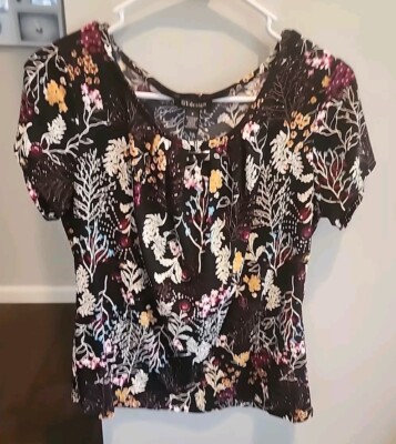 By Design Cute Women's Top Blouse Size Medium Night Flower | eBay