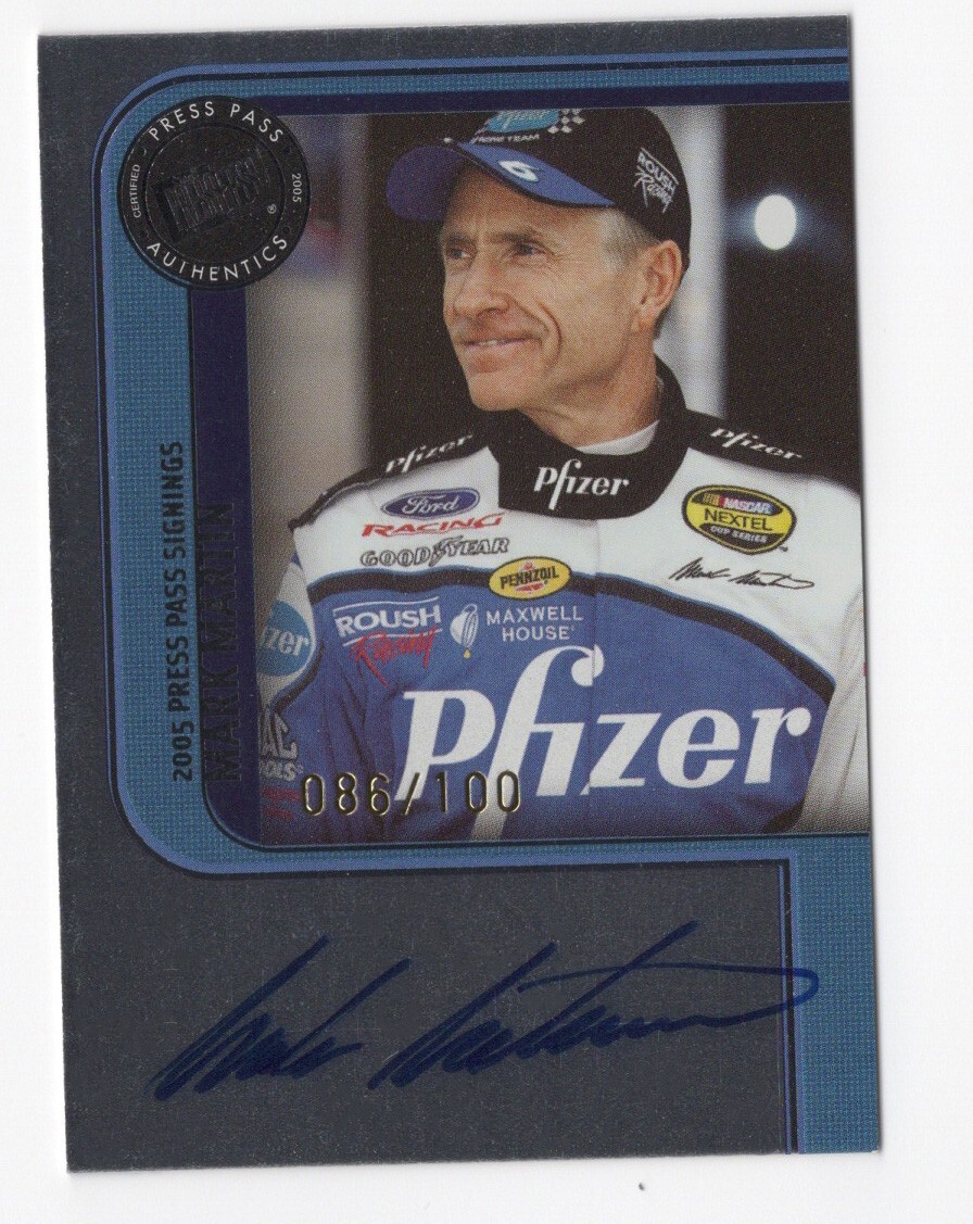 Mark Martin 2005 Press Pass Signings NASCAR Autograph Card Auto ...