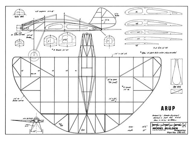 Arup F/F Flying Wing 27" Wingspan RC Model Airplane Printed Plans ...