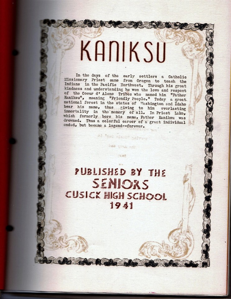 1941 Cusick High School Yearbook, Kaniksu. Cusick, Washington | eBay
