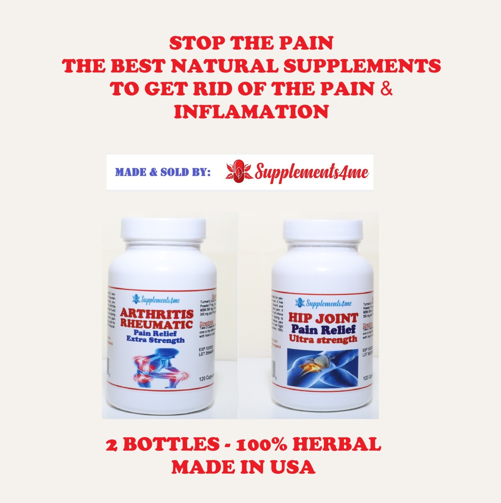 NATURAL HELP FOR HIP JOINT & ARTHRITIS RHEUMATIC PAIN FORMULA - MADE IN ...