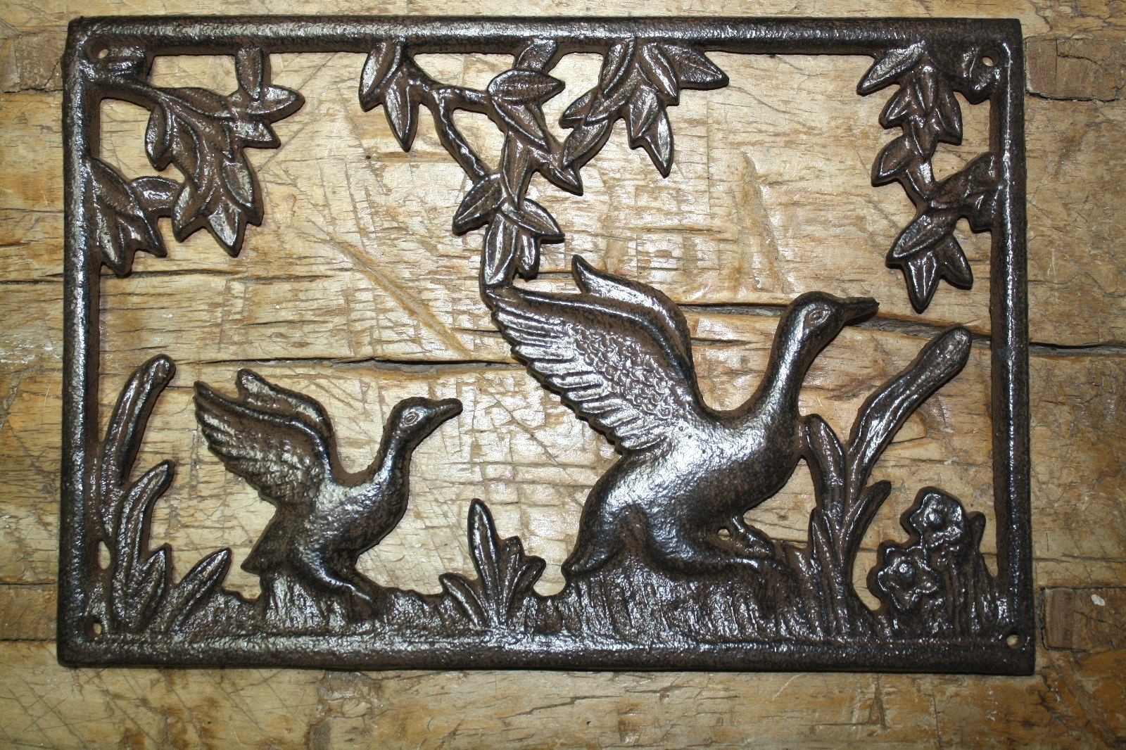 Cast Iron DUCK Plaque Sign DUCKS Home Garden Wall Decor Stepping Stone ...