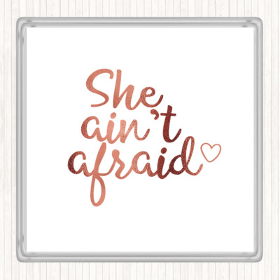 Rose Gold She Aint Afraid Quote Drinks Mat Coaster | eBay UK