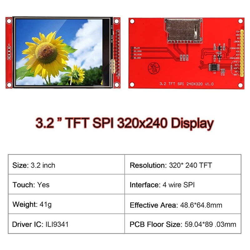3.2Inch ILI9341 SPI TFT LCD Display Panel 320X240 TFT LCD Screen 5V/3 ...