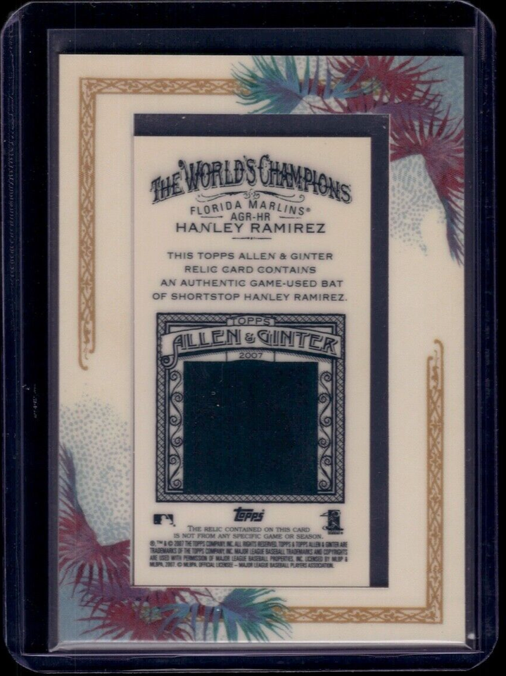 2007 Topps Allen & Ginter Hanley Ramirez Bat Game Used Marlins | eBay