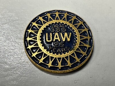 Vintage UAW United Auto Workers Local 365 25 Year Service Lapel Hat Pin ...