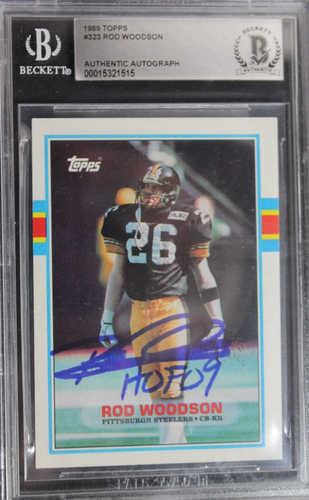Rod Woodson Steelers Signed 1989 Topps Rookie Card HOF 09 #323 ...