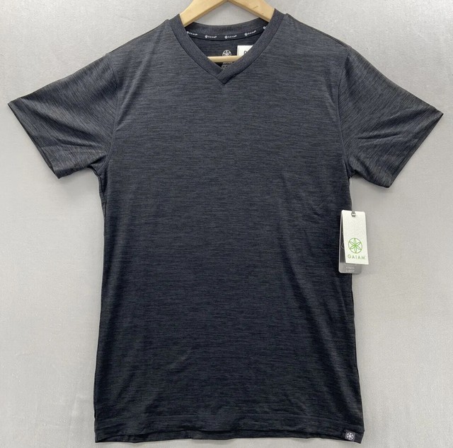 Womens Gaiam V Neck Shirt SMALL SLIM FIT Black Stretch Activewear Yoga ...