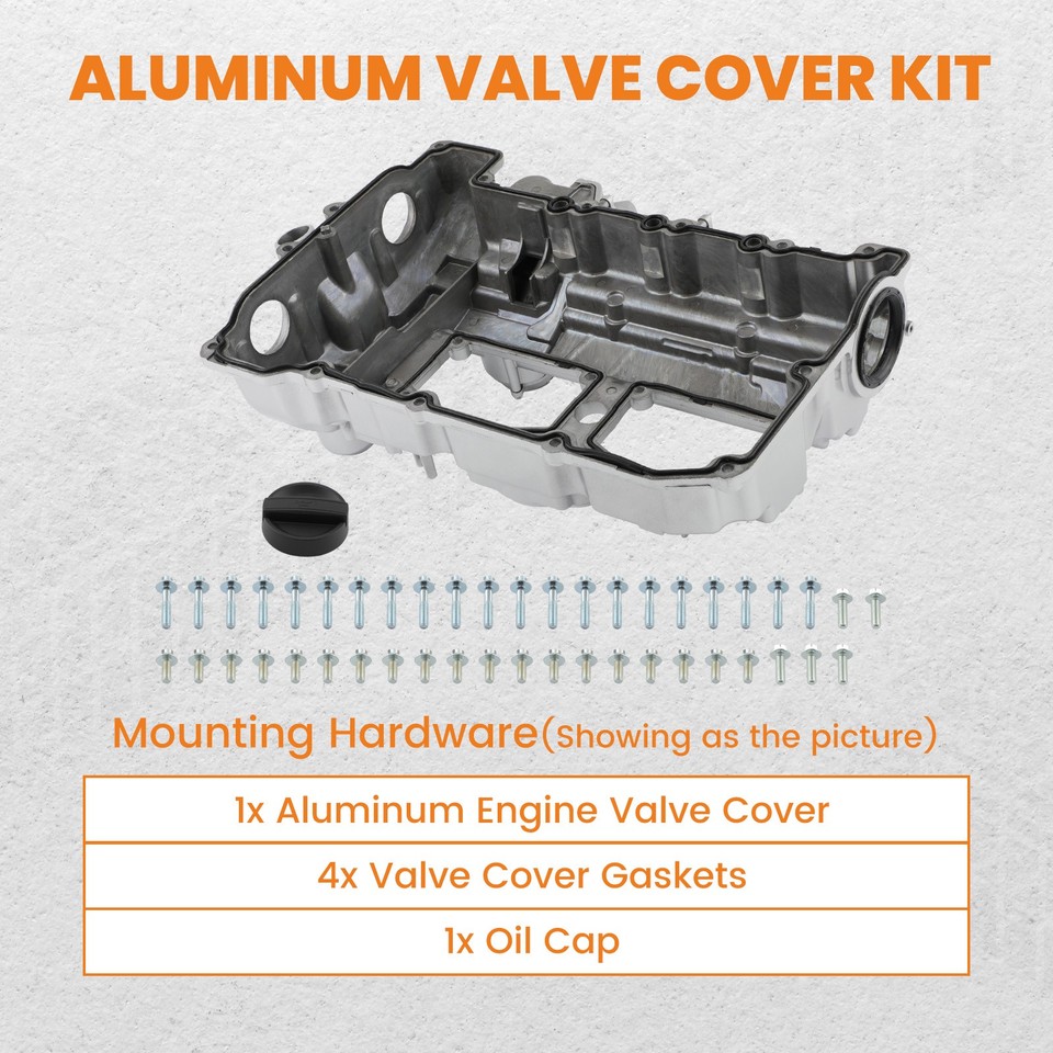 Aluminum Valve Cover Kit w/ Gasket Cap for BMW N20 320i 328i 528i X3 X5 ...