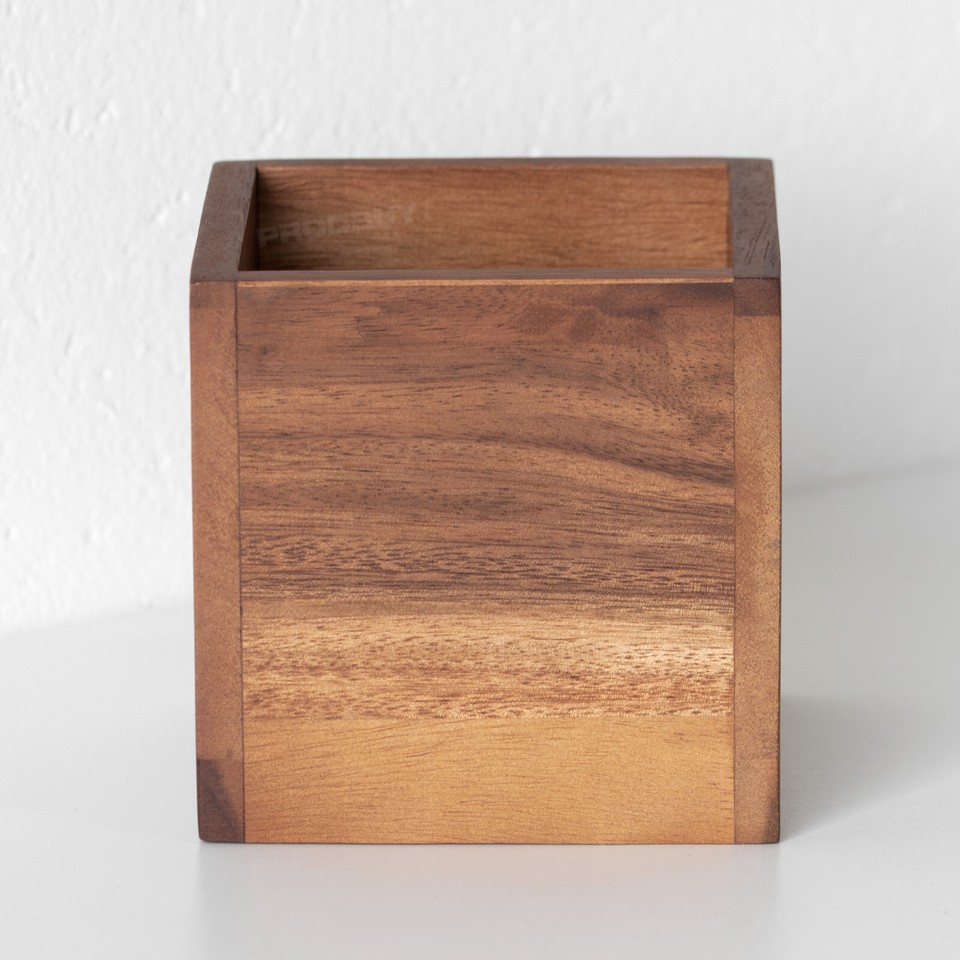 Square Wooden Kitchen Utensil Storage Pot Cutlery Holder Caddy Tidy ...