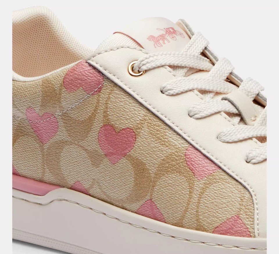 NWT COACH WOMEN Clip Low Top Sneaker In Signature Heart CP871 | eBay