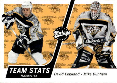 David Legwand / Mike Dunham 2000 Upper Deck Vintage #209 Nashville ...