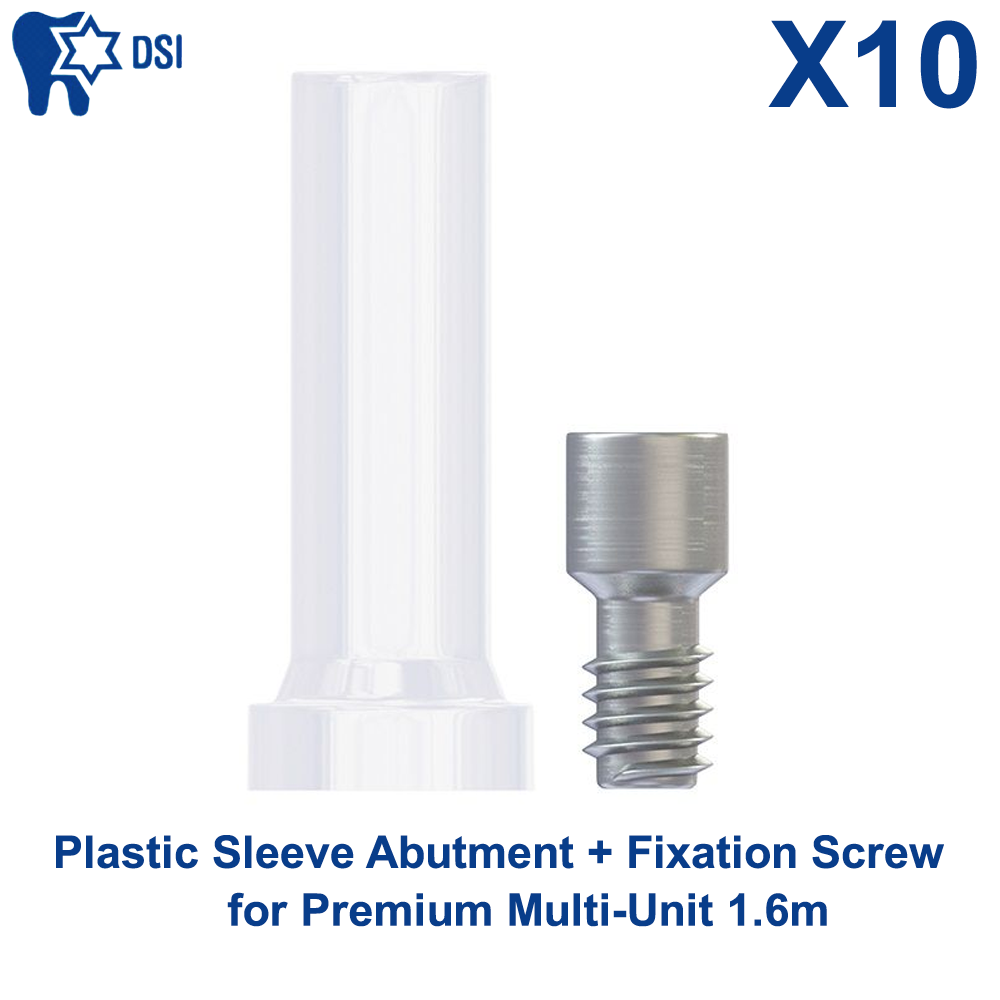 10x Plastic Castable Sleeve + Screw Multi Unit Adapter Head 1.6m Dental ...