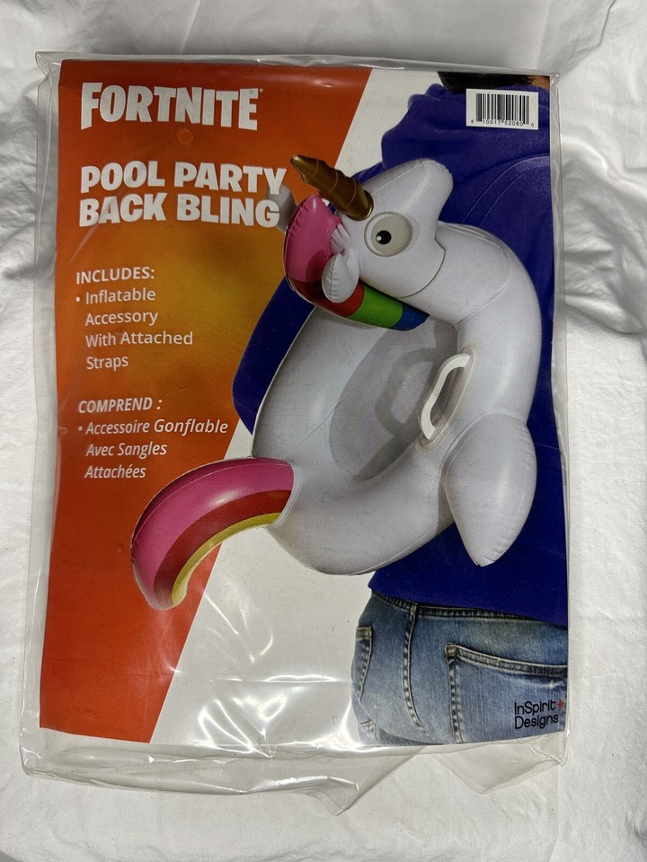 Fortnite Pool Party Back Bling. NEW One Size Inflatable Unicorn Costume ...