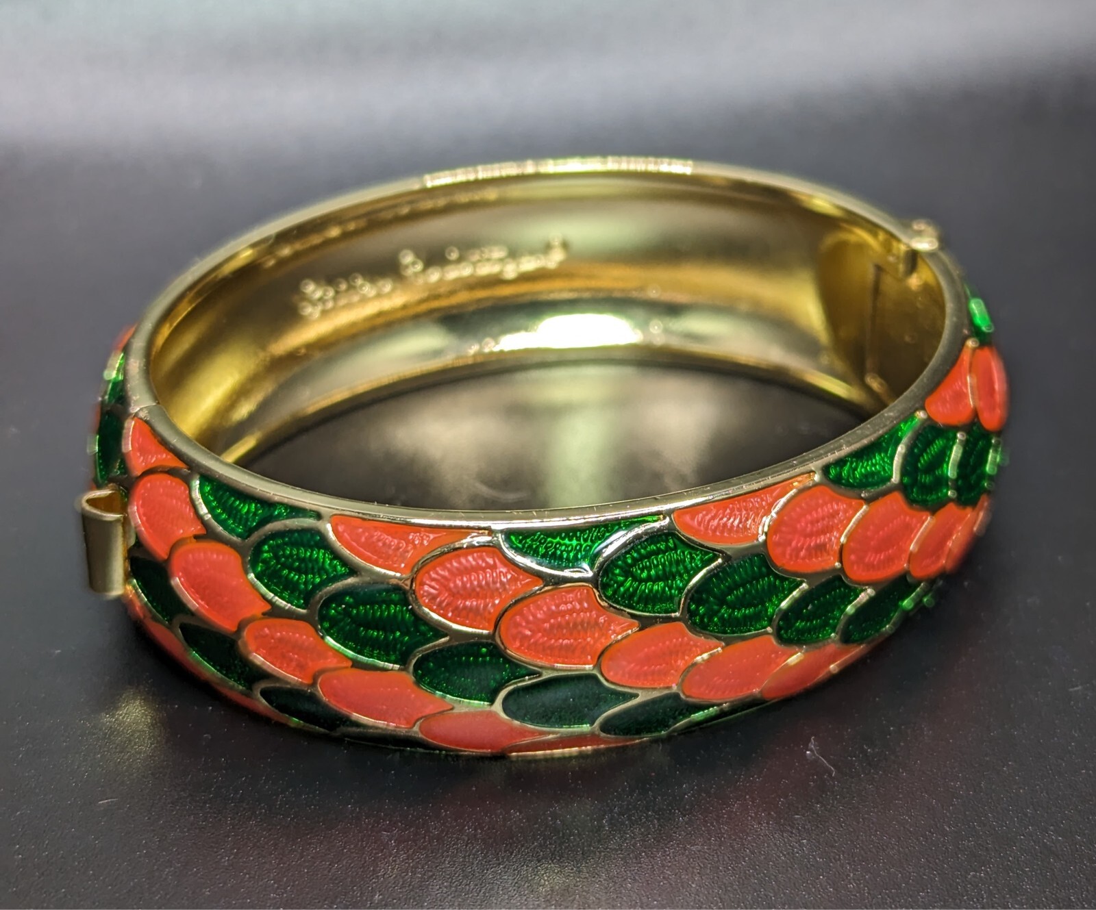 Lilly Pulitzer Hinged Gold Tone Enamel Fish Scale Ban… - Gem