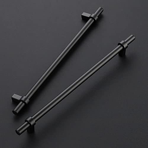 10 Pack 12-5/8 Inch Cabinet Pulls Matte Black Kitchen Cabinet Hardware ...