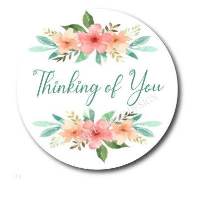 Floral Thinking of You Labels Favors Stickers Scrapbook Stickers ...