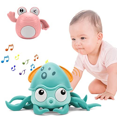 Baby Crawling Toy Musical Interactive Crawling Octopus Toy with Music ...