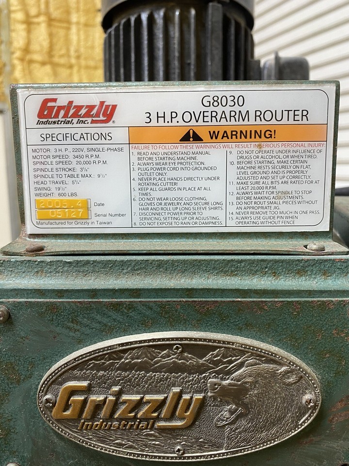 Grizzly Overarm Router With Mobile Base | eBay