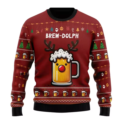 Fashion Beer Ugly Christmas Sweater Hip Hop Bar Sweatshirts Beers ...