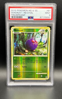 Pokemon PSA 9 MINT Venonat 81/102 HGSS Triumphant Reverse Holofoil 2010 ...